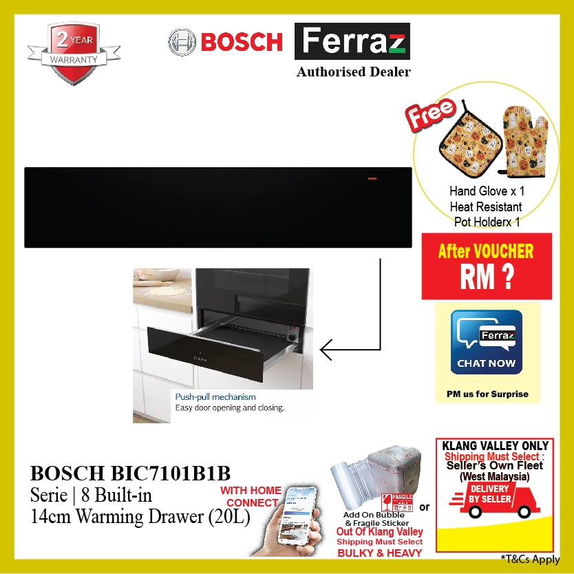Bosch BIC7101B1B Series 8 Warming Drawer 14cm With Home Connect [ PRE ...
