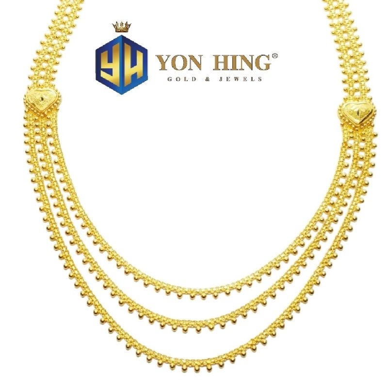 Rantai Leher Design India Emas 916 25.43g/52-53CM Yon Hing | Shopee ...