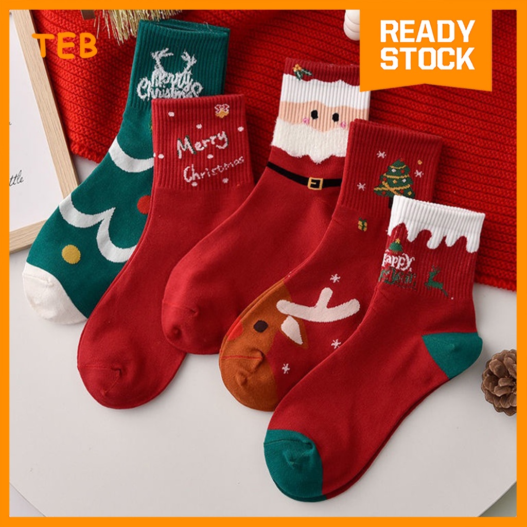 [TEB] Set/Pairs Cute Christmas Santa Design Fashion Trend Socks Ankle ...