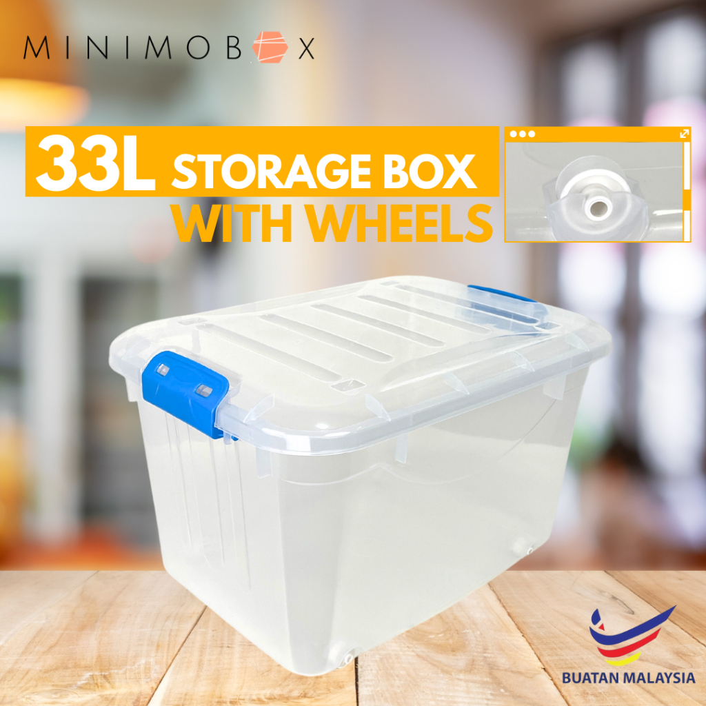 Storage Box 33 Litres With Wheel Transparent Storage Box Kotak Simpanan ...