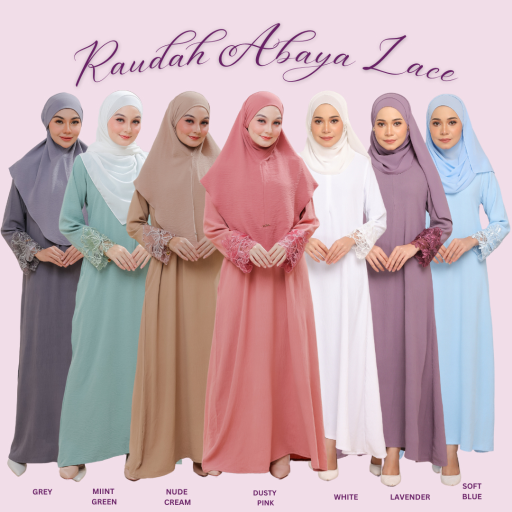 RAUDAH KAFTAN IRONLESS JUBAH SULAM LACE HAJI & UMRAH | Shopee Malaysia