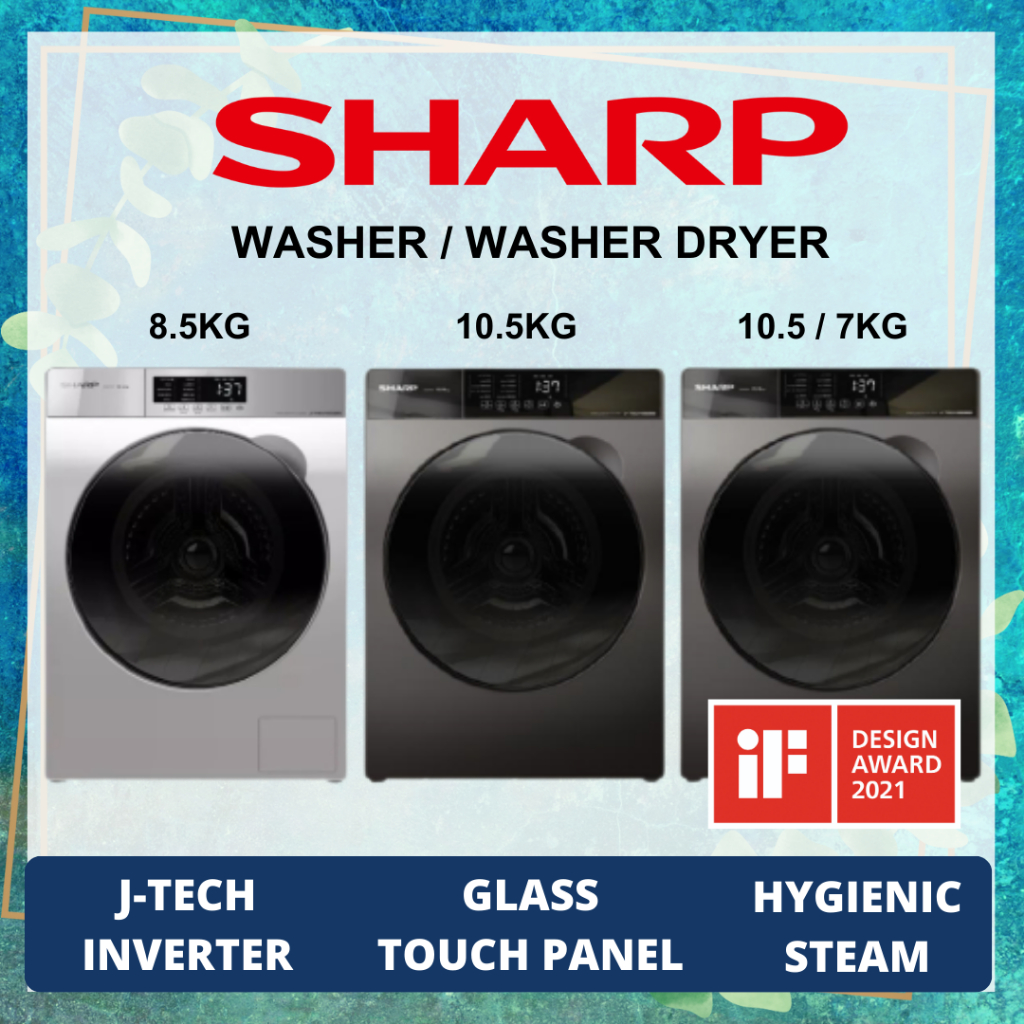 Sharp Washing Machine (8.5KG/10.5KG/12.5KG) J-Tech Inverter Front Load ...