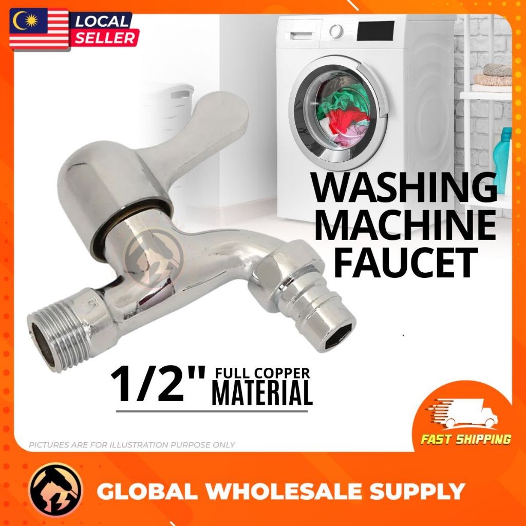 PREMIUM 1/2" Wall Type Washing Machine Water Bib Tap Faucet Paip Air ...