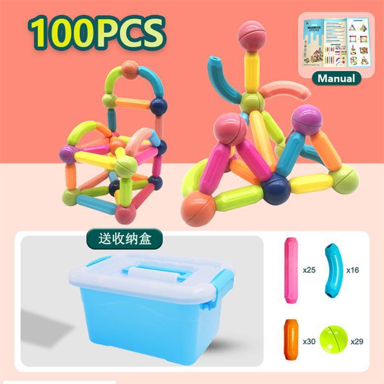 【24H】216PCS Kids Magnetic Stick Balls Building Toy Blocks With Storage ...