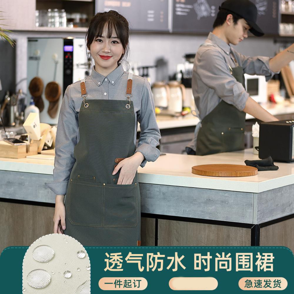 Premium Canvas Apron Fashionable Cafe Aprons Waterproof Jeans Apron ...