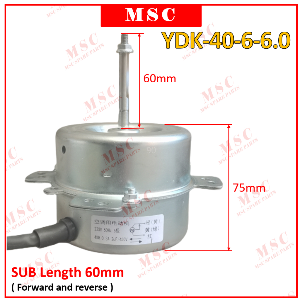 Universal Aircond Outdoor Fan Motor YDK-40-6 40W Replacement AC Motor Air Conditioner Kipas ...