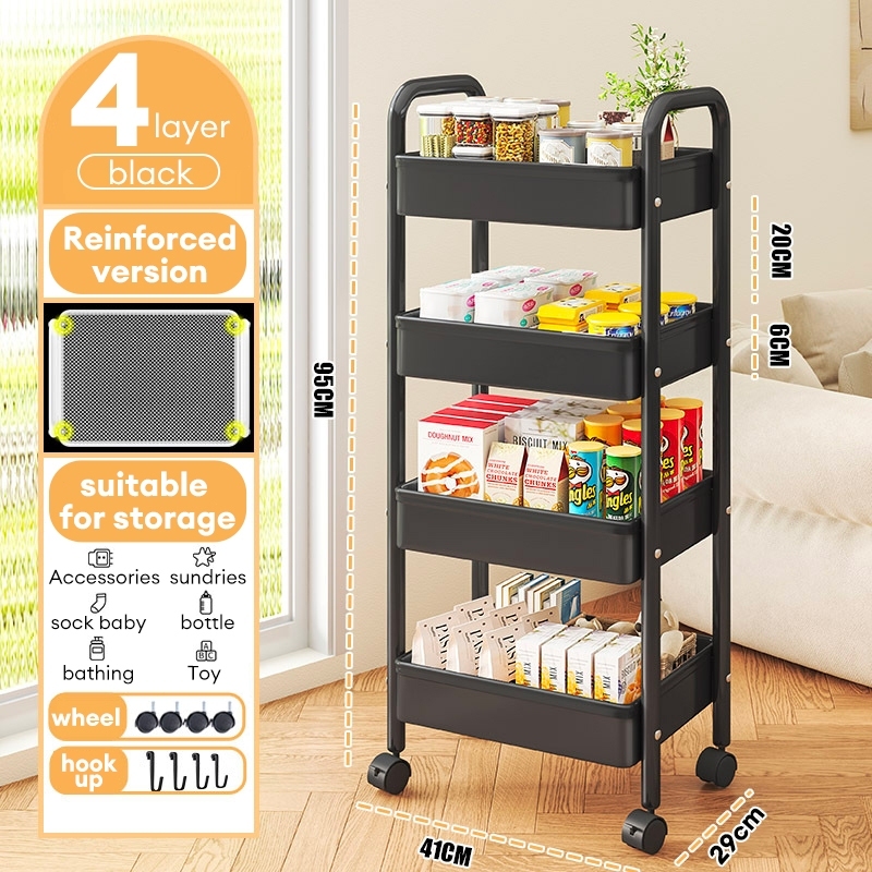 Multifunction Storage Trolley Rack Carbon Steel Honeycomb Basket ...
