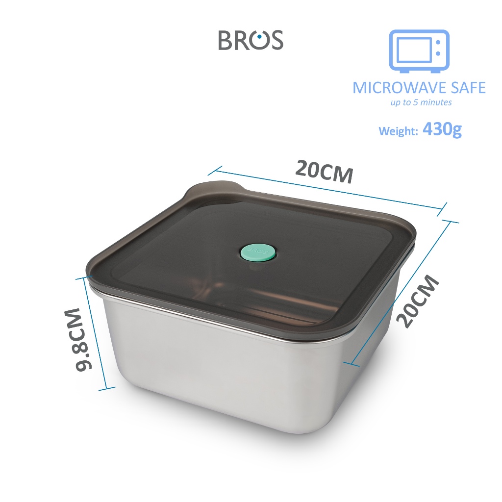 BROS Container SUS 304 Press-In Square-Y | Microwaveable Food Safe ...