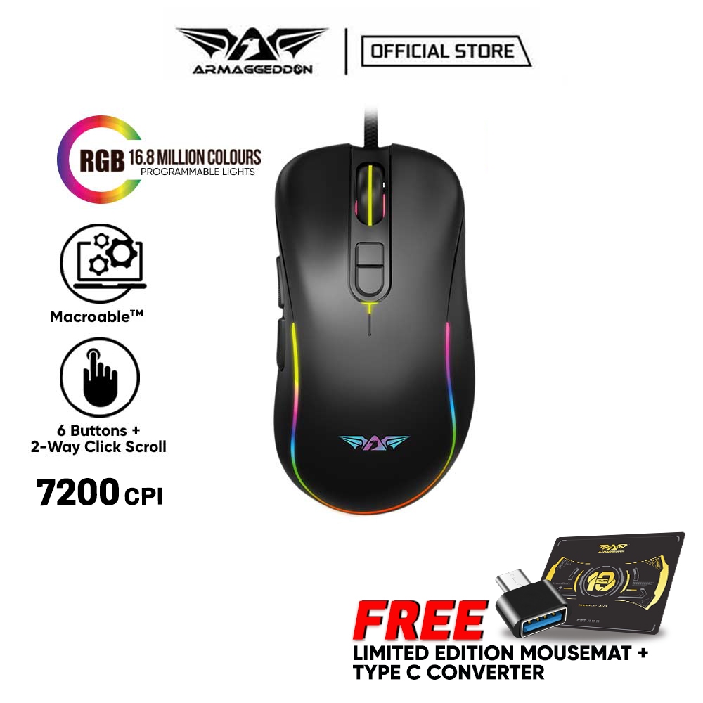 Armaggeddon Raven V RGB 16.8 Million Gaming Mouse with 7 Button [Free ...