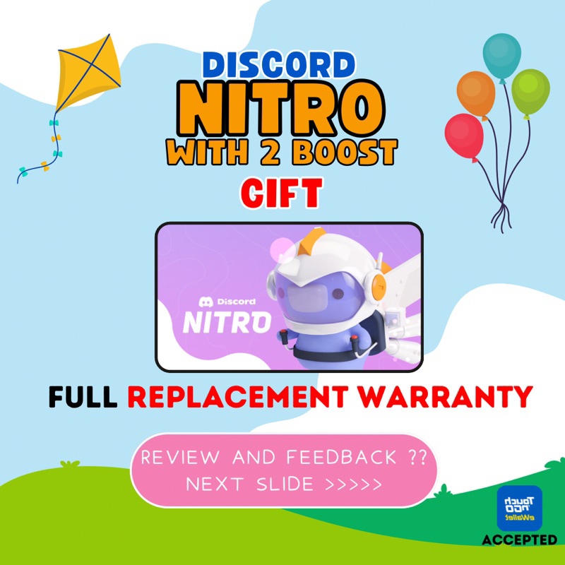 (GIFT)DISCORD NITRO WITH 2 BOOST | DISCORD NITRO BOOST | NITRO WITH ...