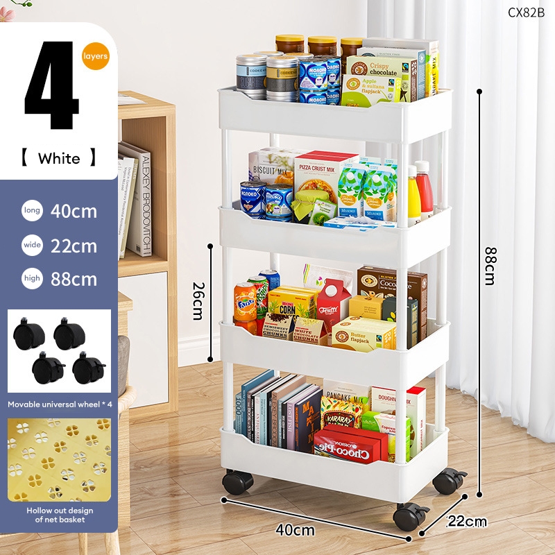 3 4 Tier Trolley Rack Kitchen Rack Organizer Storage Trolly Plastic ...