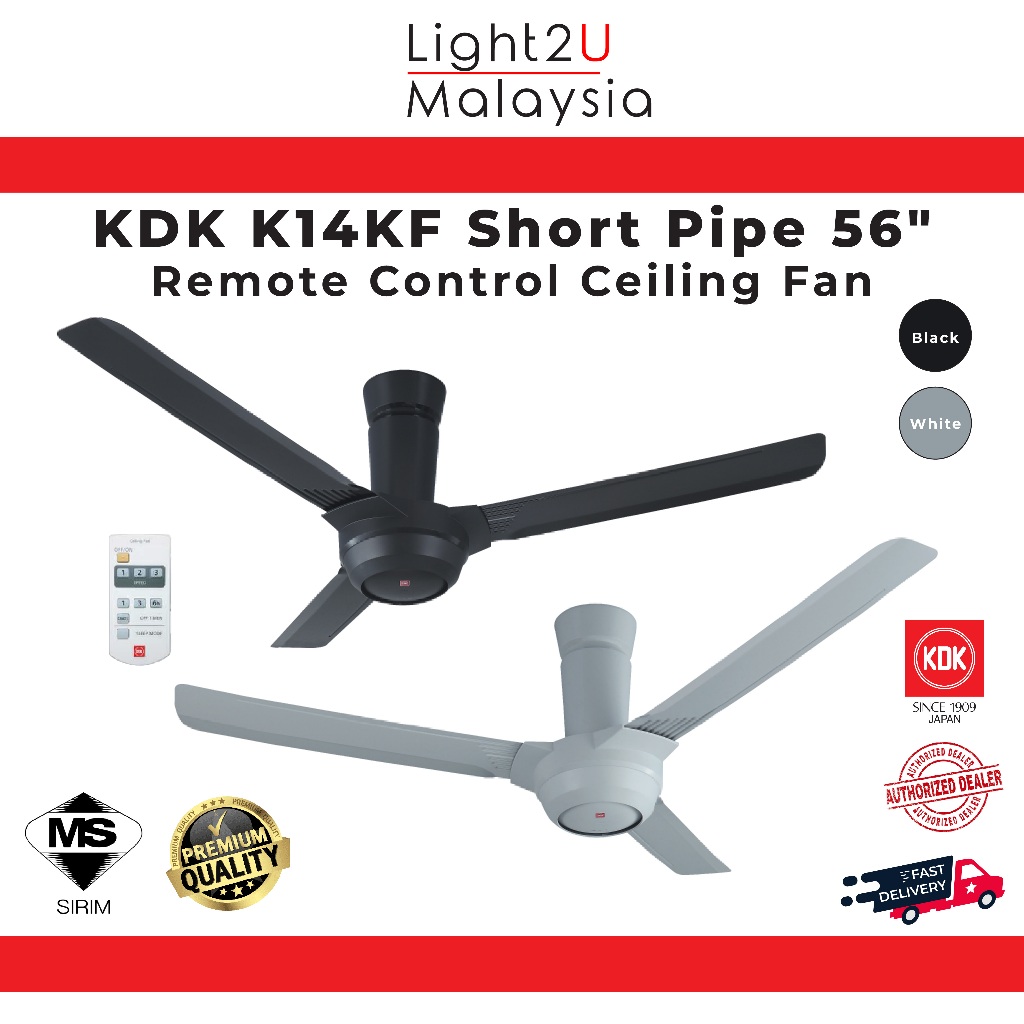 KDK K14KF-GY / K14KF-BK 56" Remote Control Ceiling Fan [OFF Timer | 3 ...
