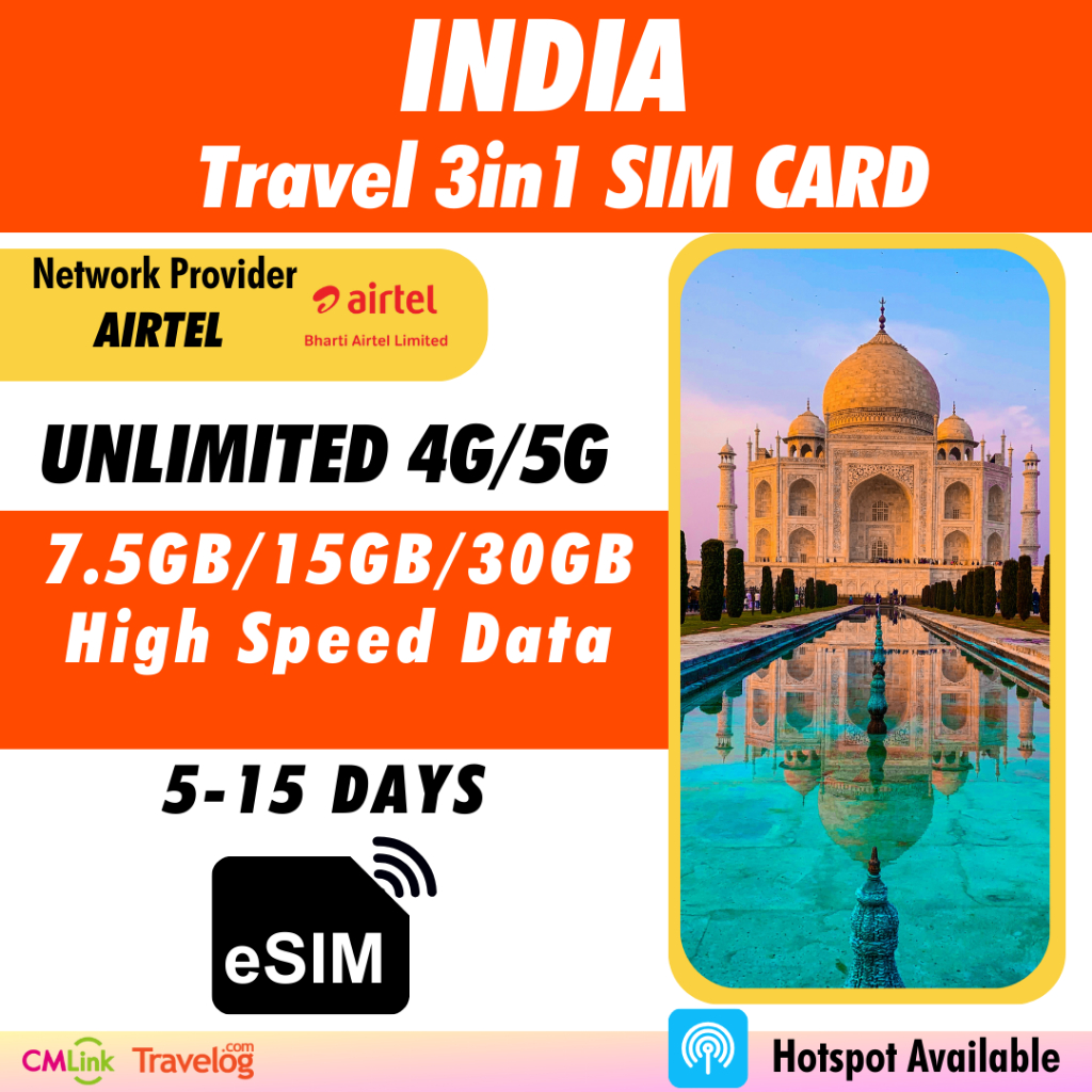 [India eSIM] [5-15 Days] 4G High Speed Unlimited Data Travel Prepaid ...