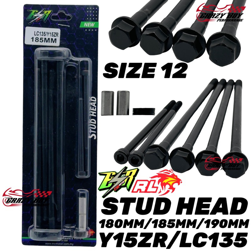 STUD HEAD ESR MOTOR Y15ZR LC135 JETROD 175MM 180MM 185MM 190MM JET ROD ...