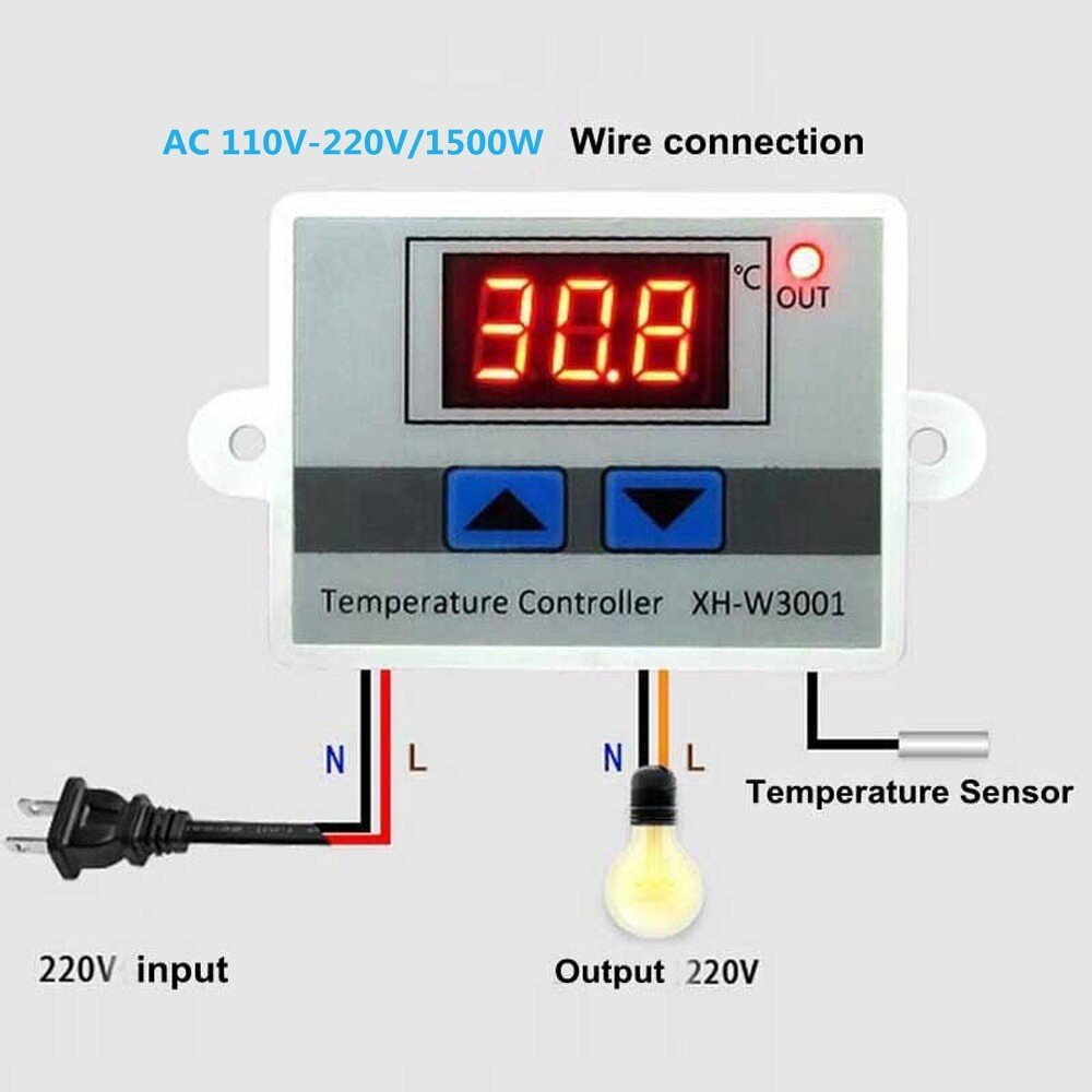 XH-W3001 Multifunction Digital Temperature Controller 12VDC 24VDC AC110 ...