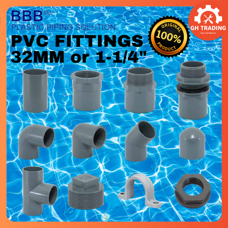 PVC Fitting 32mm 1-1/4" Socket Elbow 45 Tee PT Socket V Tank Connector ...