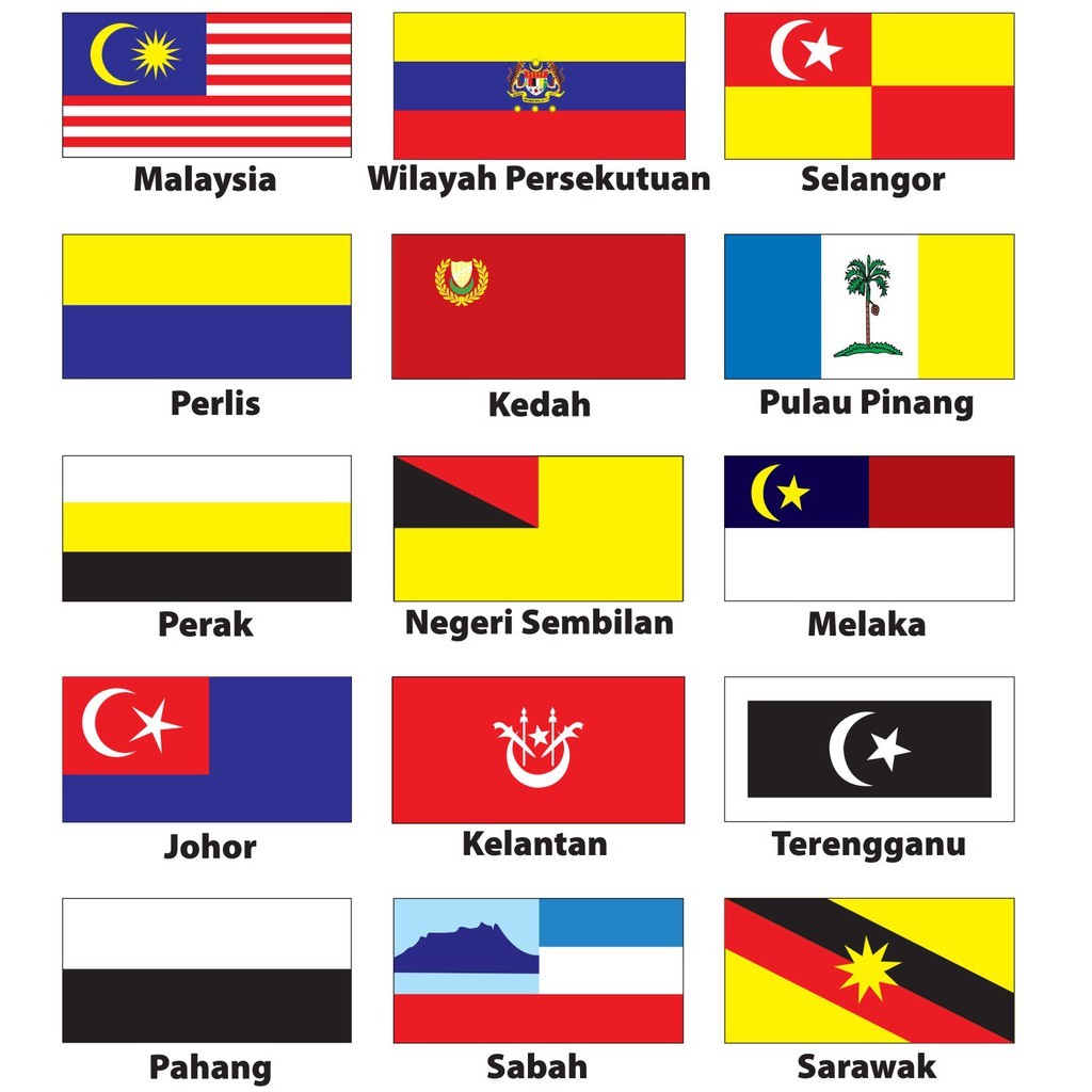 (Polymesh) 3x6 Bendera Malaysia Negeri State Flag 15pcs Full Set *READY ...