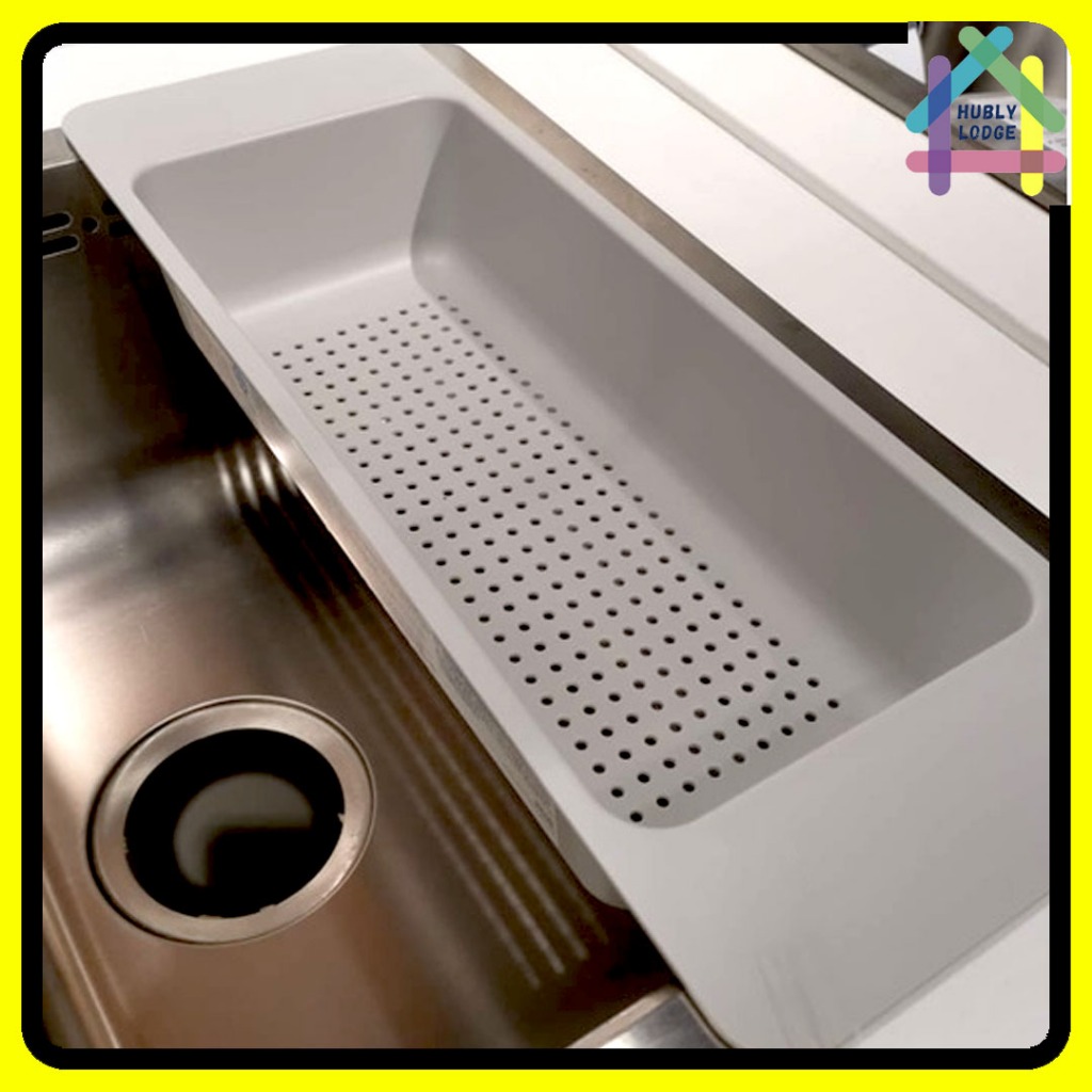 KITCHEN COLANDER DRAIN WITH FILTER BASKET KITCHEN SINK RACK ORGANISER ...