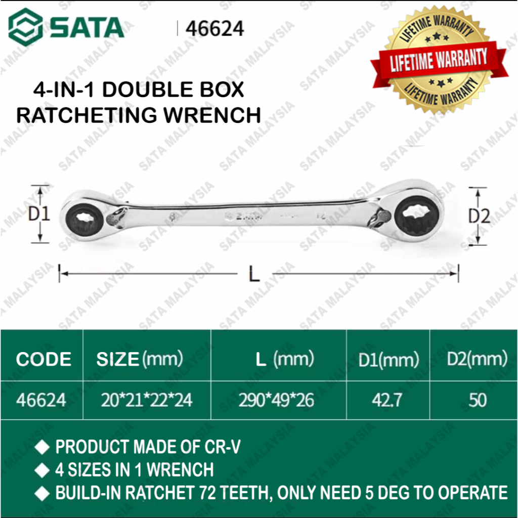 SATA 4-In-1 2-Head Quick Pull Wrench Double Box Ratcheting Wrench 4 ...