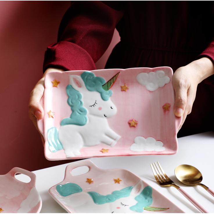 DREAMSHOP COLLECTION CERAMIC UNICORN RECTANGLE PLATE UC-26 | Shopee ...