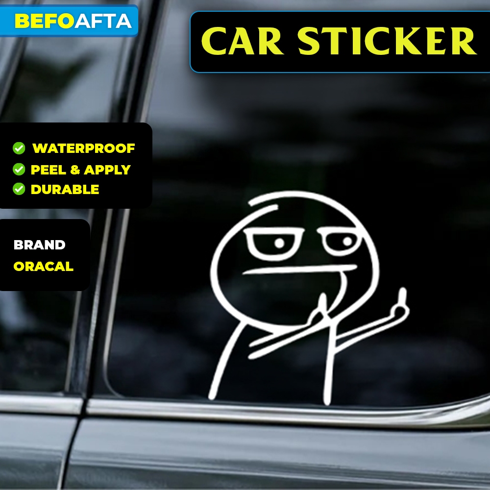 Funny Middle Finger Car Sticker Car Accessories Pelekat Kereta Jari ...