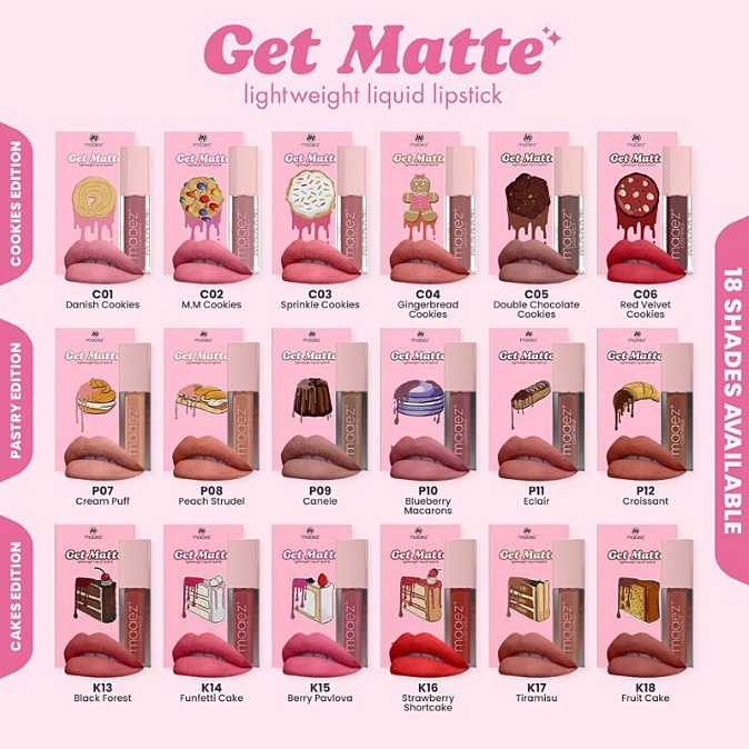 Maaez Lipmatte Get Matte Liquid Lipstick Pigmented French Pastries ...