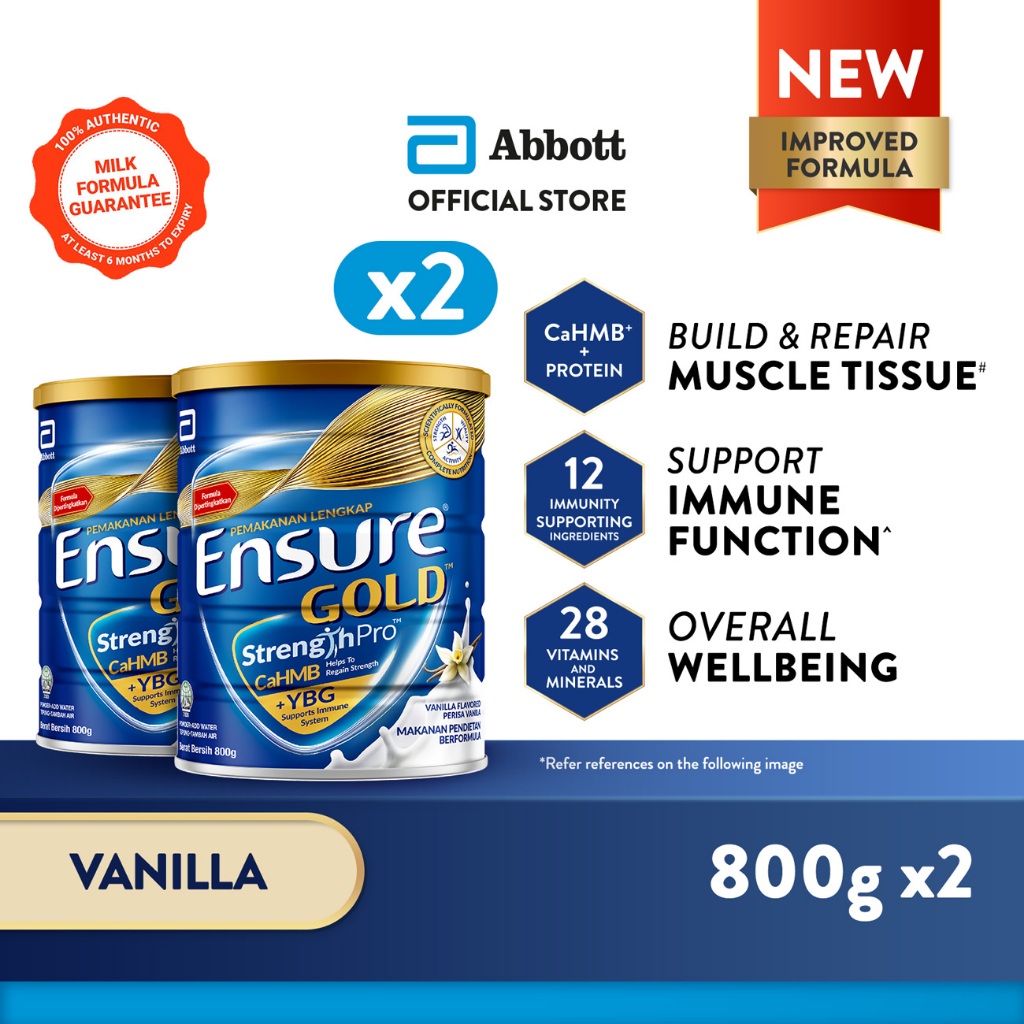 Ensure Gold Adult Complete Nutrition - Vanilla Tin (800g x 2) [Exp 14 Feb 2027 & / Later ...