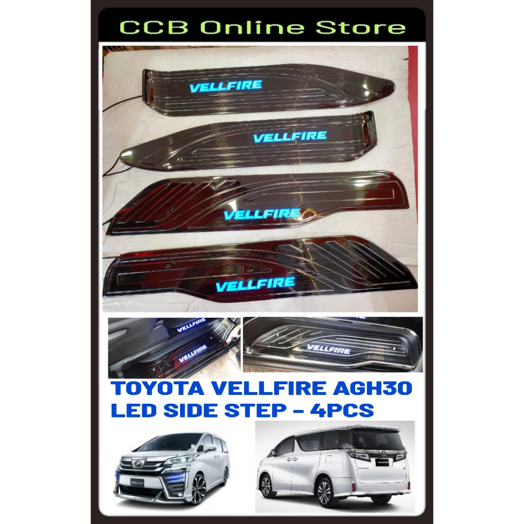 Toyota Vellfire ANH30 2016-2025 Black Chrome Stainless Steel Led Door ...