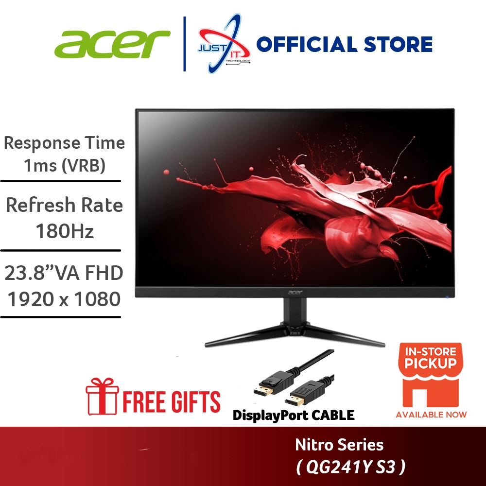 ACER NITRO QG241Y S3 (24") / QG271 S3 (27") VA FHD 180Hz 1Ms HDR10 FREE ...