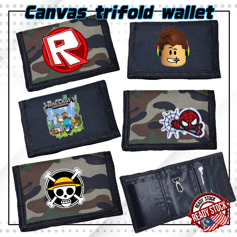 Student wallet trifold wallet canvas purse Dompet lipat sekolah roblox ...