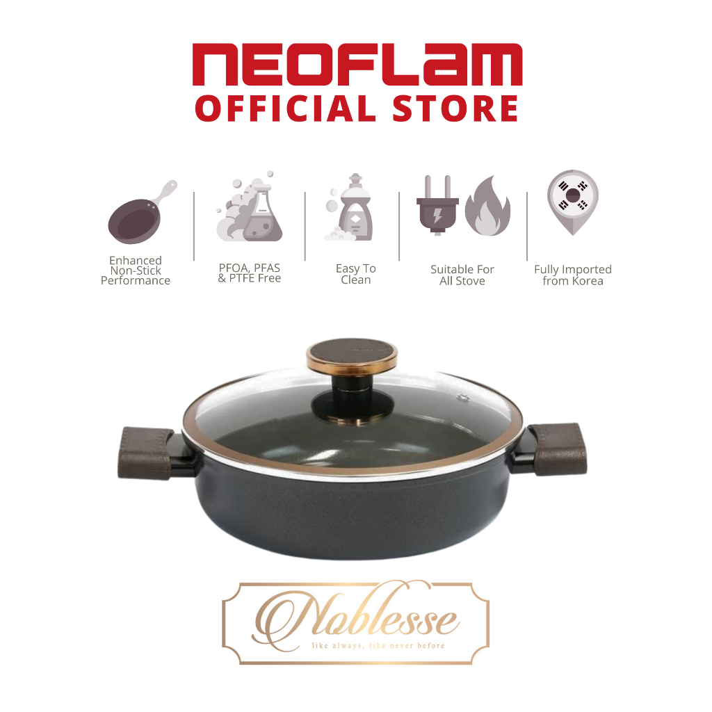 Neoflam Noblesse Healthy Ceramic Coating 28cm Low Casserole | Shopee Malaysia