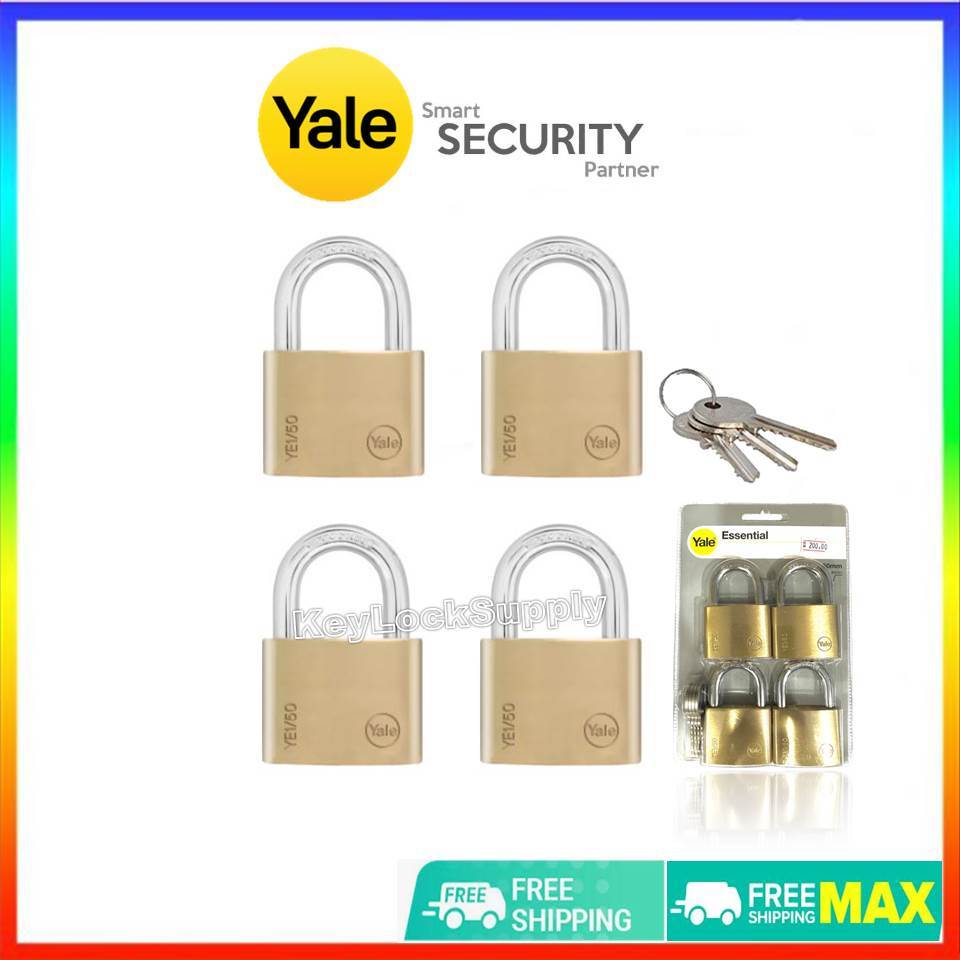 YALE Essential Series YE1 YE1/50/126/4 Solid Brass Padlock YE1-50-126-4 ...