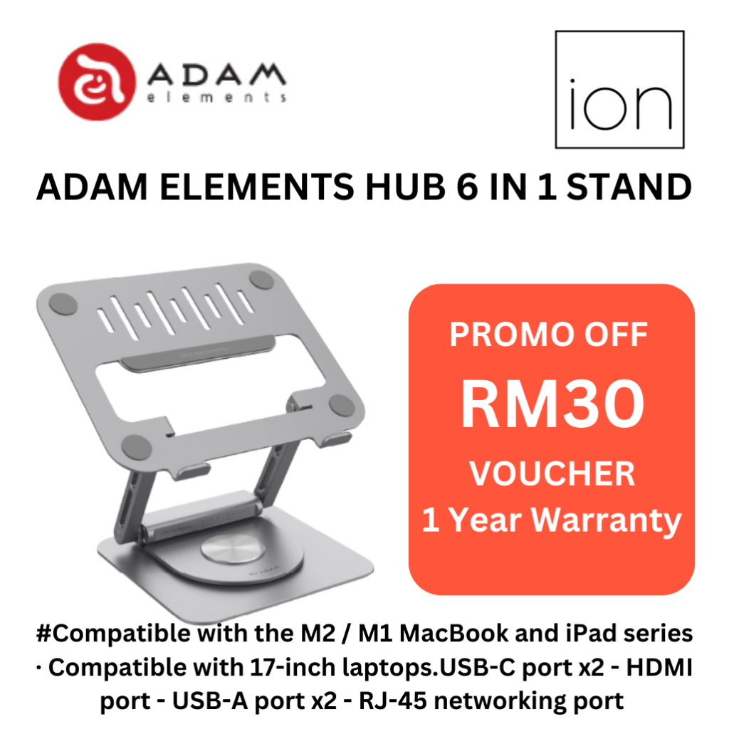 ADAM Elements Casa Hub Stand Pro USB-C 6 In 1 Laptop Stand Hub | Shopee Malaysia