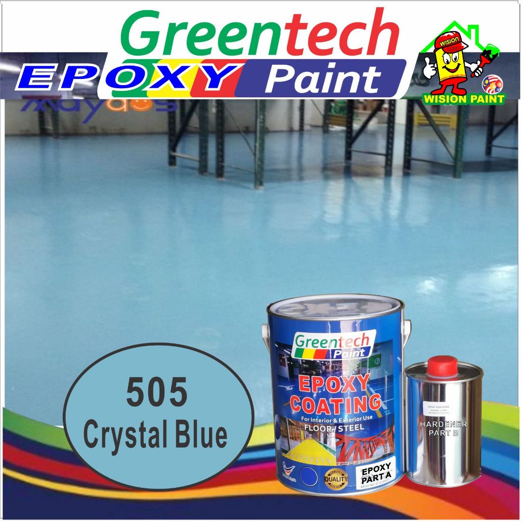 505 CRYSTAL BLUE 5L Epoxy paint ( GREENTECH EPOXY ) Cat Lantai / TILES ...