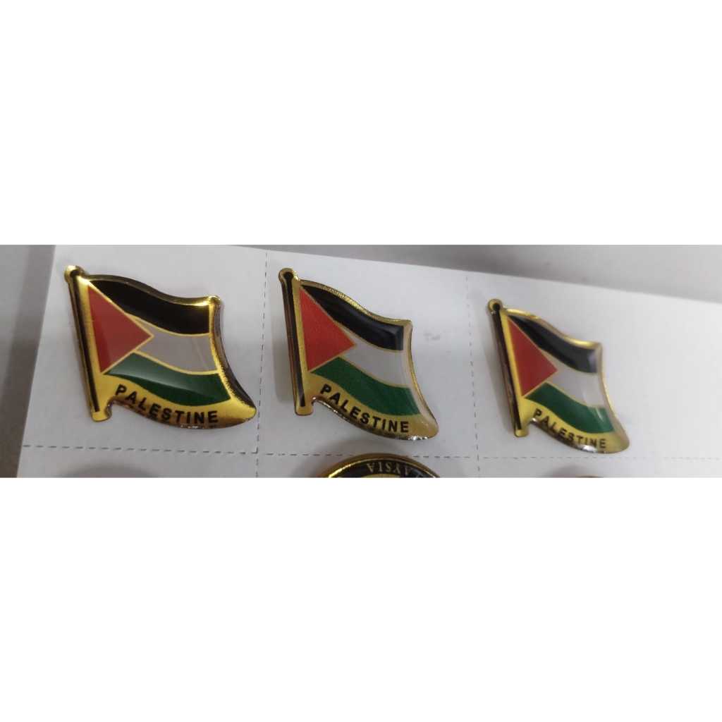 palestine flag and malaysia flag collar pin lencana MARA BADGES ...