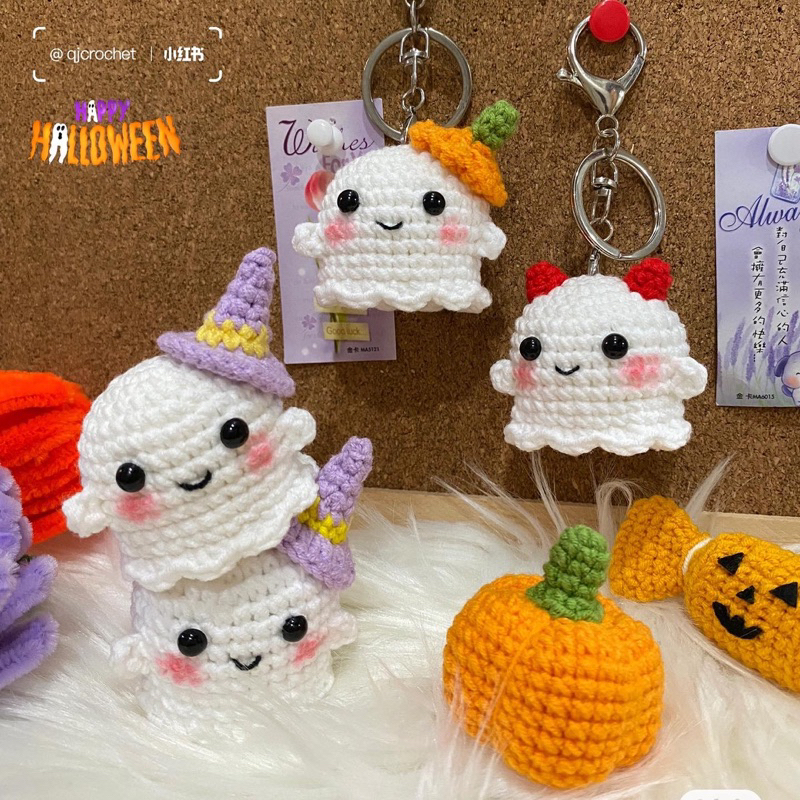 Halloween crochet keychain🧶 【Ghost】 | Shopee Malaysia