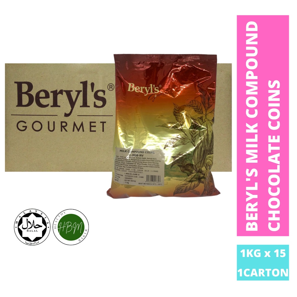 Beryls Chocolate Compound Coins NEW 1kg x 15Pkt 1 CARTON / Coklat Beryl ...