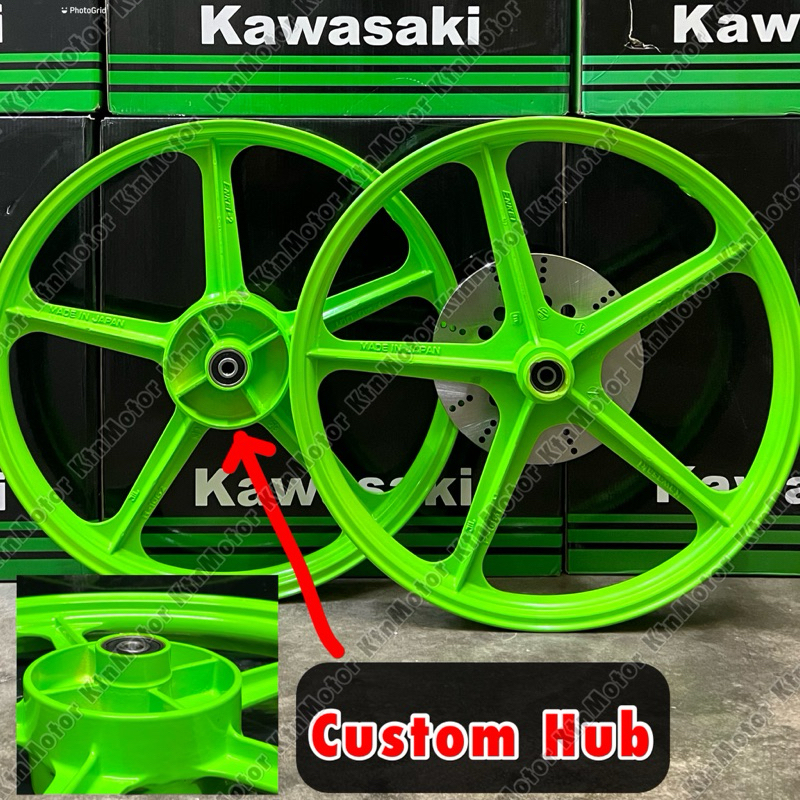 Sport rim Kawasaki 💯 AR80 CUSTOM HUB GOLD RED GREEN Dan AR80 STD MADE ...