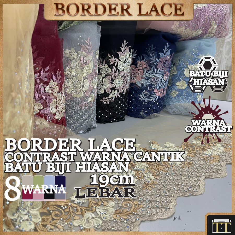 Border Baju Renda Baju Border Lace Adalah Batu Manik 19cm Tinggi Corak Bunga Mewah Border Baju