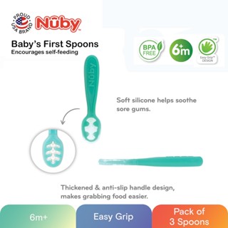 Nuby 3 Stage Baby First Dipping Spoons 6M+ Baby First Spoon BPA FREE (Pack of 3 Spoons) NB80913 ...