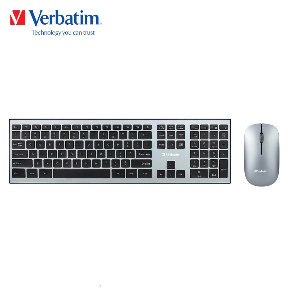 VERBATIM SILENT WIRELESS KEYBOARD & MOUSE COMBO, INVISIBLE OPTIC ... VERBATIM SILENT WIRELESS KEYBOARD & MOUSE COMBO, INVISIBLE OPTIC ...