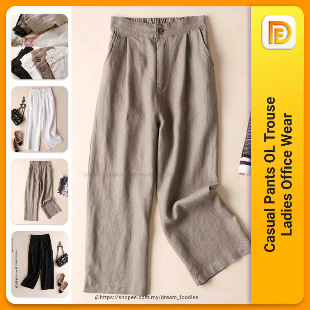 Women Linen Wide Leg Pants Casual Pants OL Trouse Women Loose Pants ...