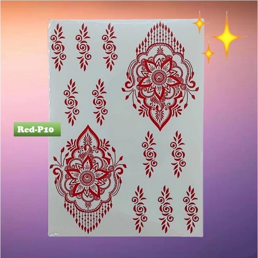 RED INAI 3D Pelekat HENNA Sticker inai viral Segera Pelekat Pengantin ...