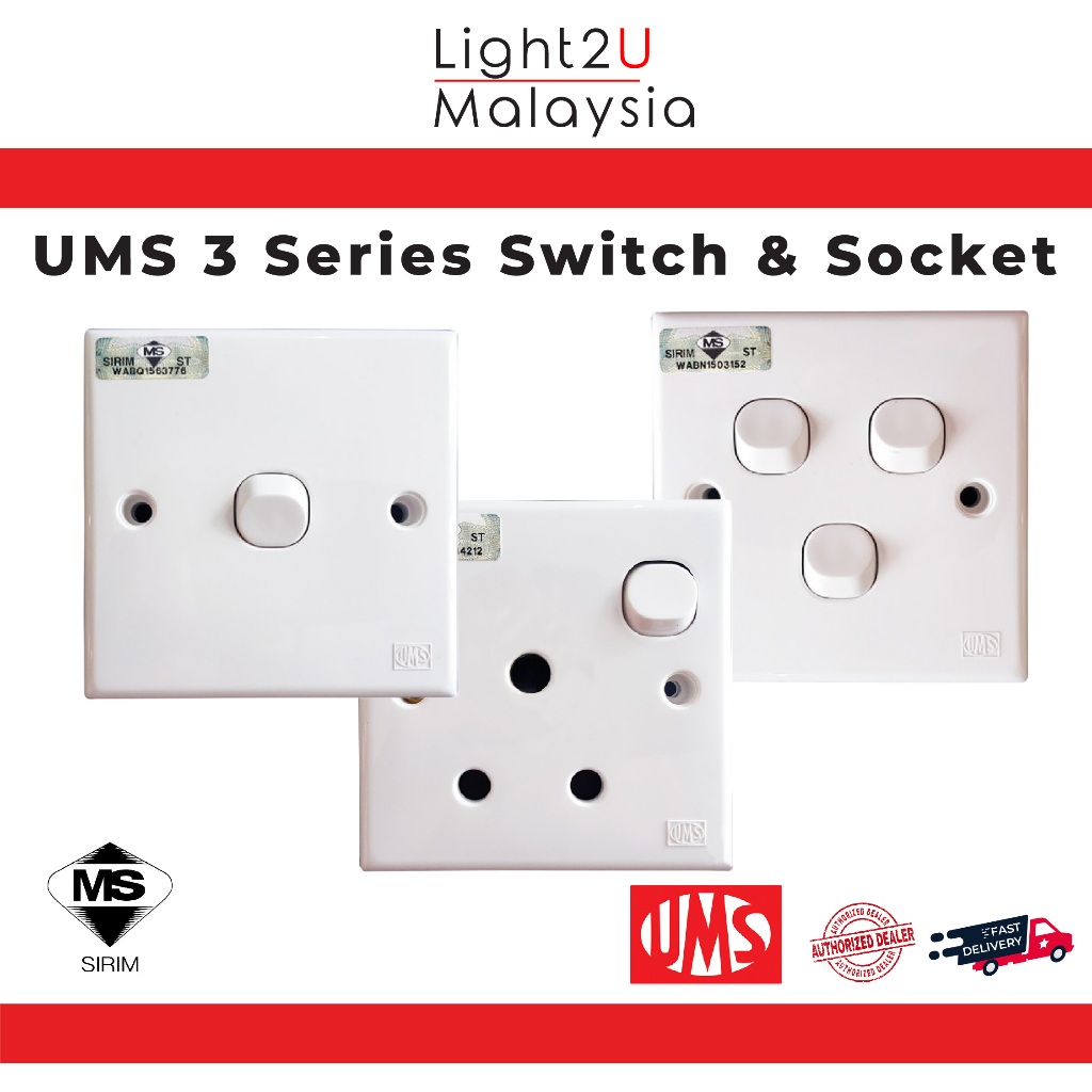 UMS 3 Series Switches & Sockets (White) || Suis | Shopee Malaysia