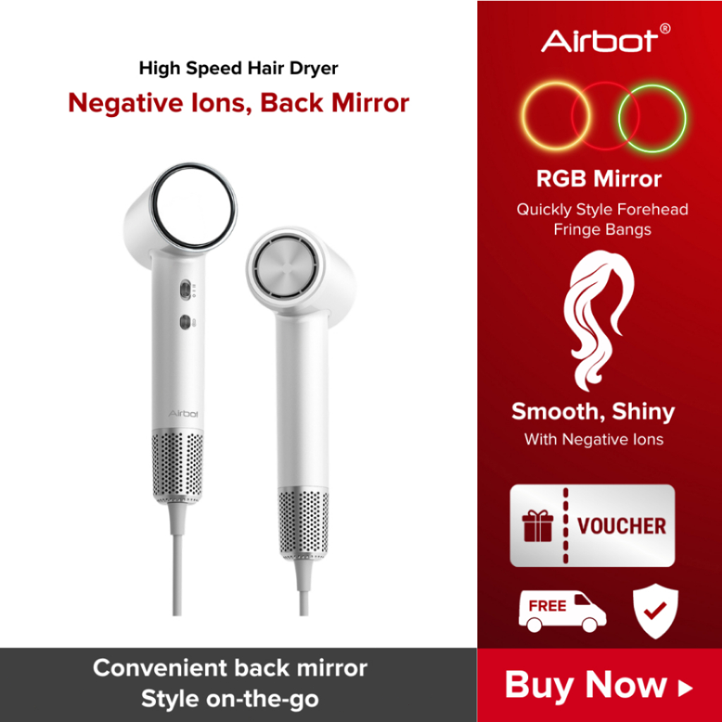 Airbot Aria Pro, High Speed Hair Dryer 200mil Negative Ions Mirror Low ...