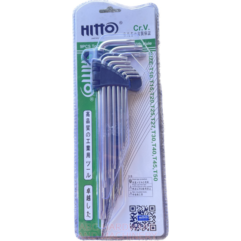HITTO 9 PCS TORX POINT / STAR POINT CRV ALLEN KEY SET WITH HOLE ...