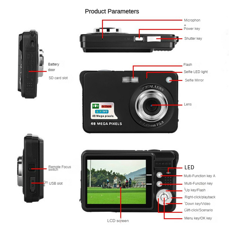 KiTBEEZ🔥 Digital Camera CCD48 1080P HD Video Camcorder 48MP Photo 8X ...