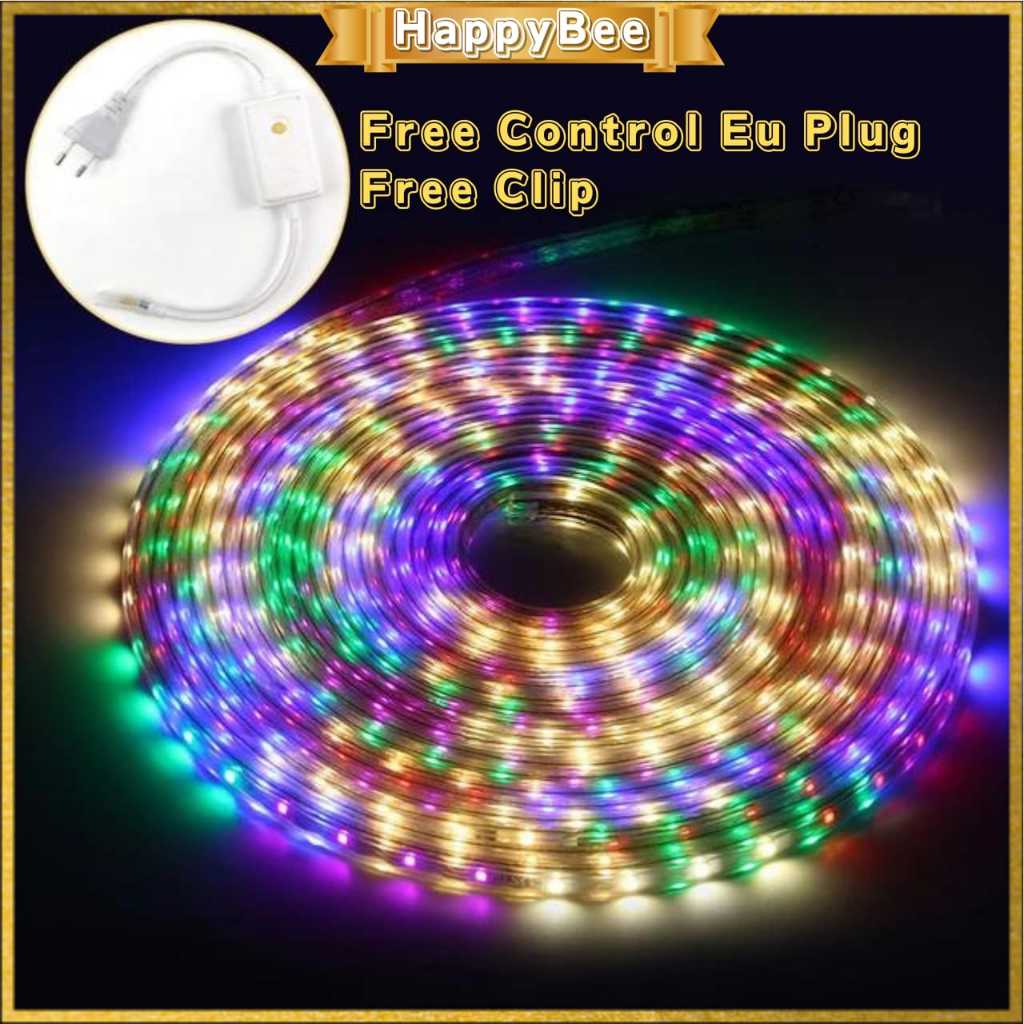 220V LED Strip Light w/ EU Plug Running Colour RGB Waterproof 220V 48 ...
