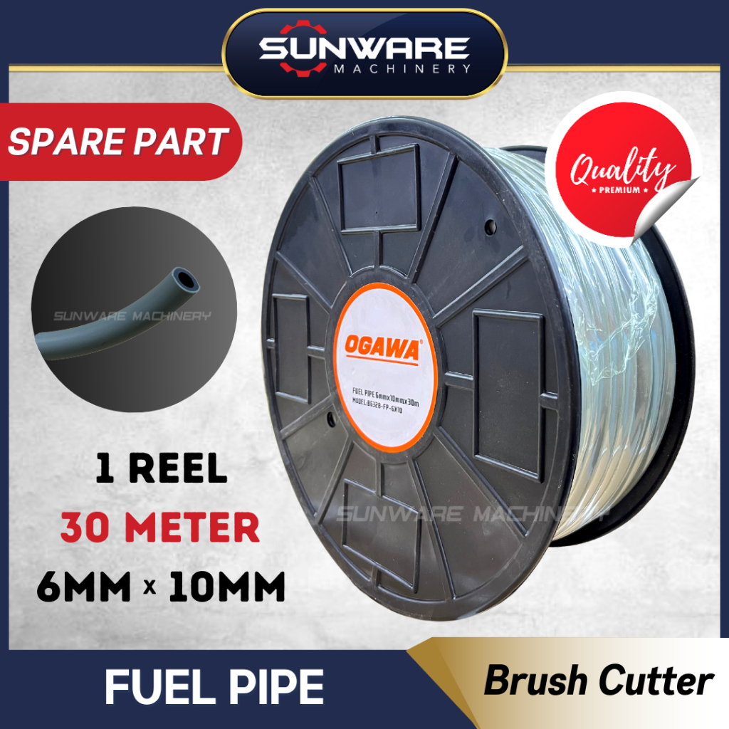 Ogawa Fuel Hose Pipe / Hose Minyak Mesin Rumput Brush Cutter 6mm x 10mm (30M) - 1 Reel 1 Gulung ...