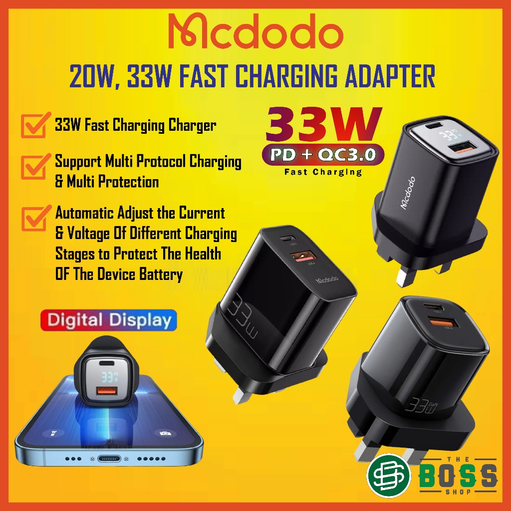 [1YrWarranty] Mcdodo Nano Series Gan 33W Charger QC3.0 + PD3.0 Fast ...
